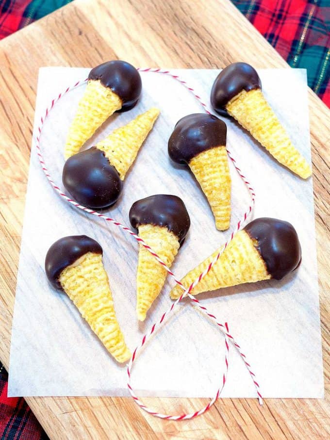 Chocolate-Dipped Peanut Butter Bugles - Pudge Factor