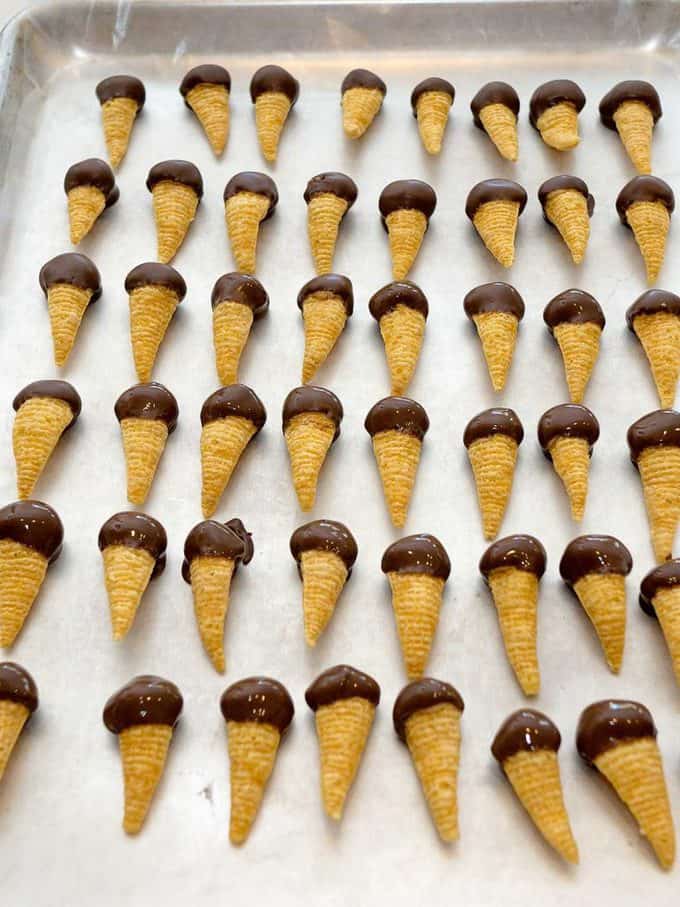Chocolate-Dipped Peanut Butter Bugles - Pudge Factor