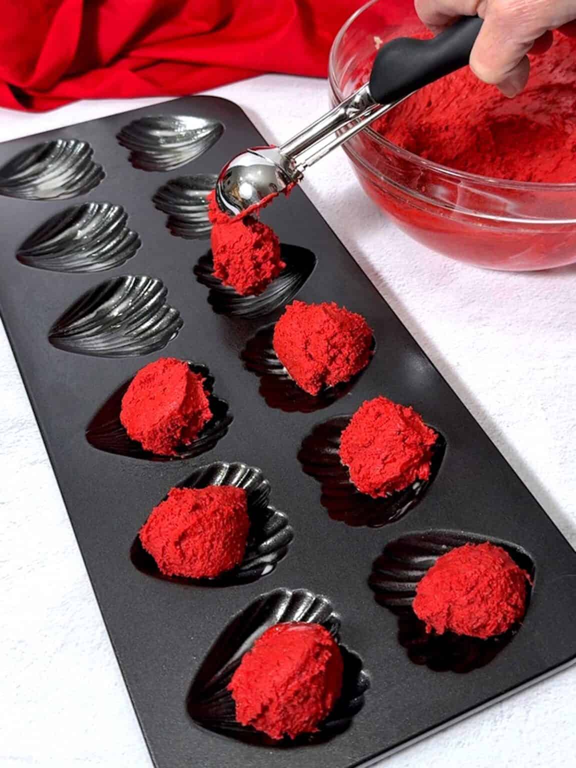 Heart-Shaped Red Velvet Madeleines - Pudge Factor