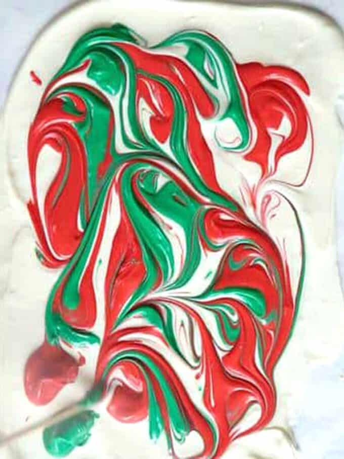 Festive Swirled Christmas Peppermint Bark - Pudge Factor