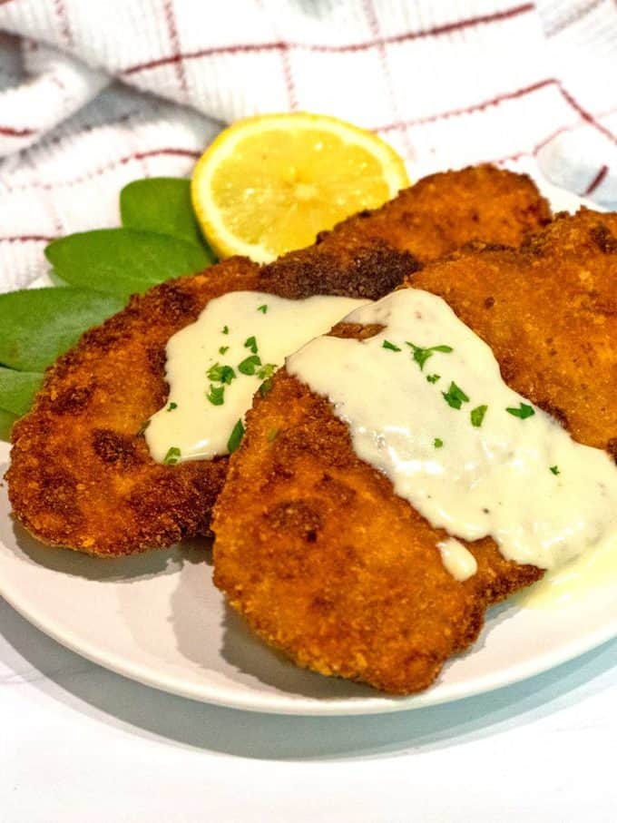 Chicken Schnitzel with Mustard Cream Sauce - Pudge Factor