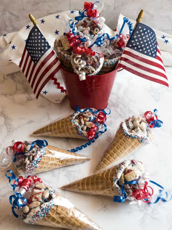Patriotic Snack Mix Cones - Pudge Factor