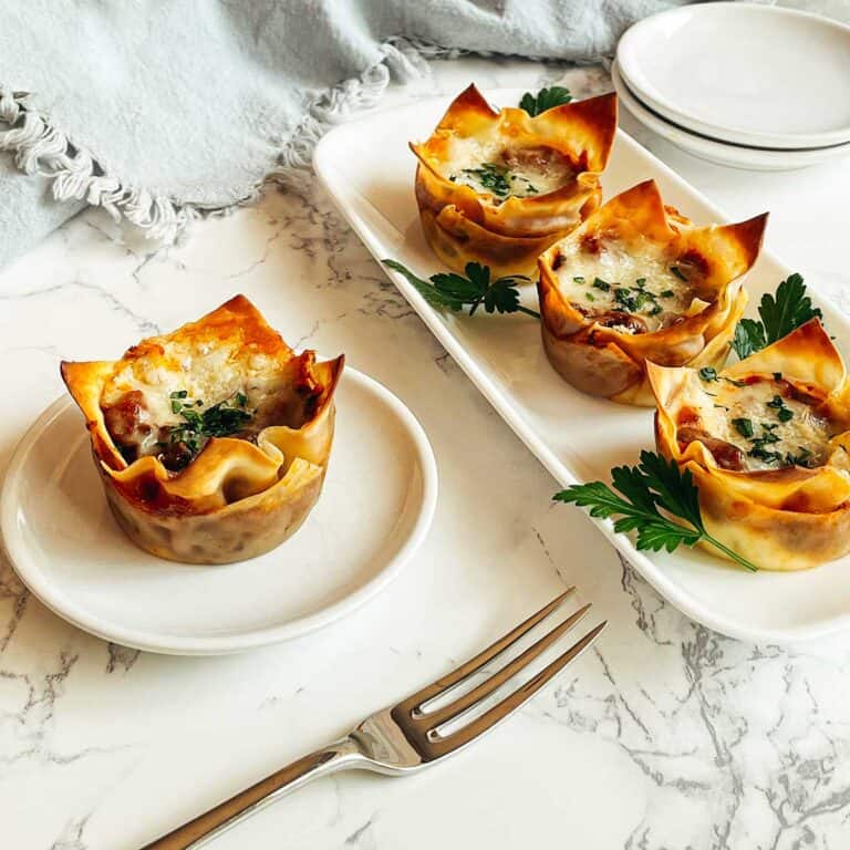 Easy Three Cheese Lasagna Cups (Perfect Appetizer) - Pudge Factor