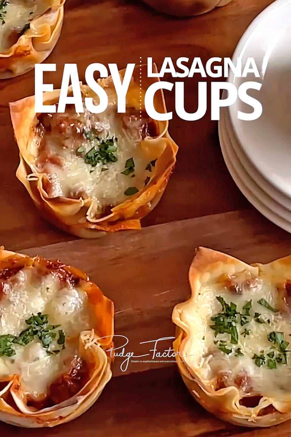 Easy Three Cheese Lasagna Cups (Perfect Appetizer) - Pudge Factor