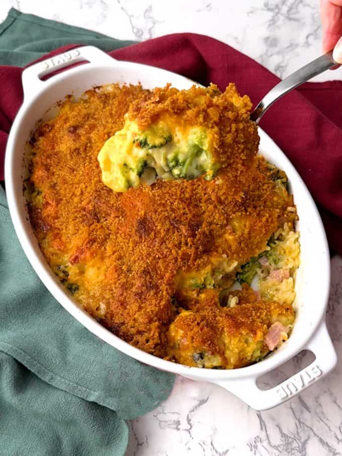 Easy Cheesy Ham Broccoli Rice Casserole - Pudge Factor