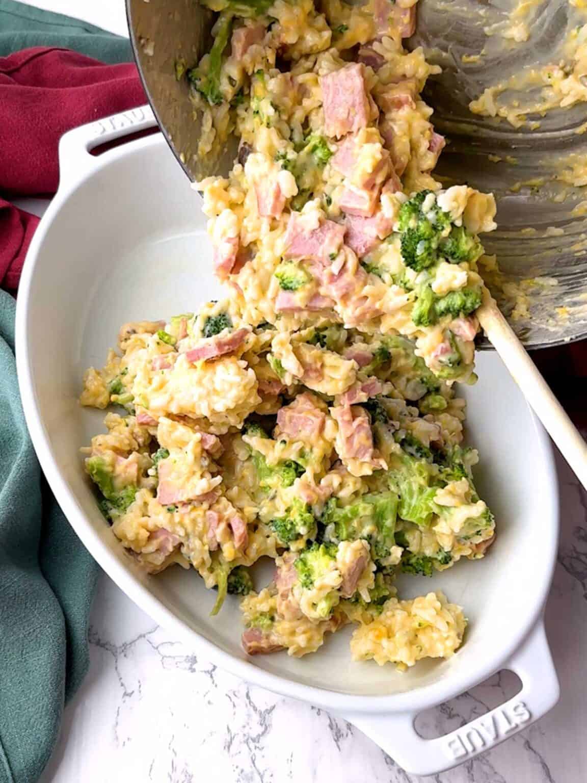 Easy Cheesy Ham Broccoli Rice Casserole - Pudge Factor