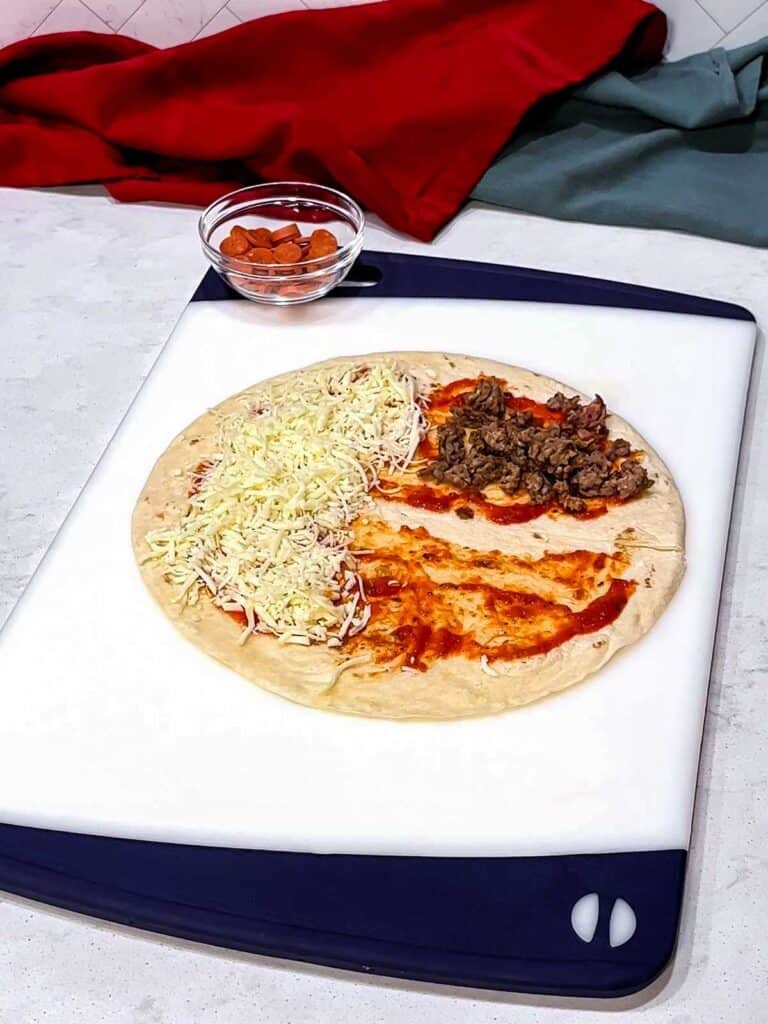 Sausage and Pepperoni Pizza Wrap - Pudge Factor
