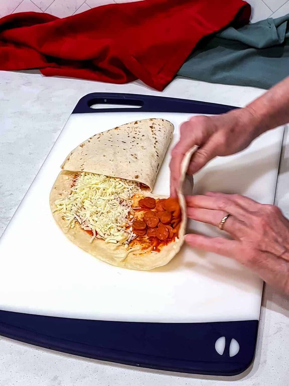 Sausage and Pepperoni Pizza Wrap - Pudge Factor