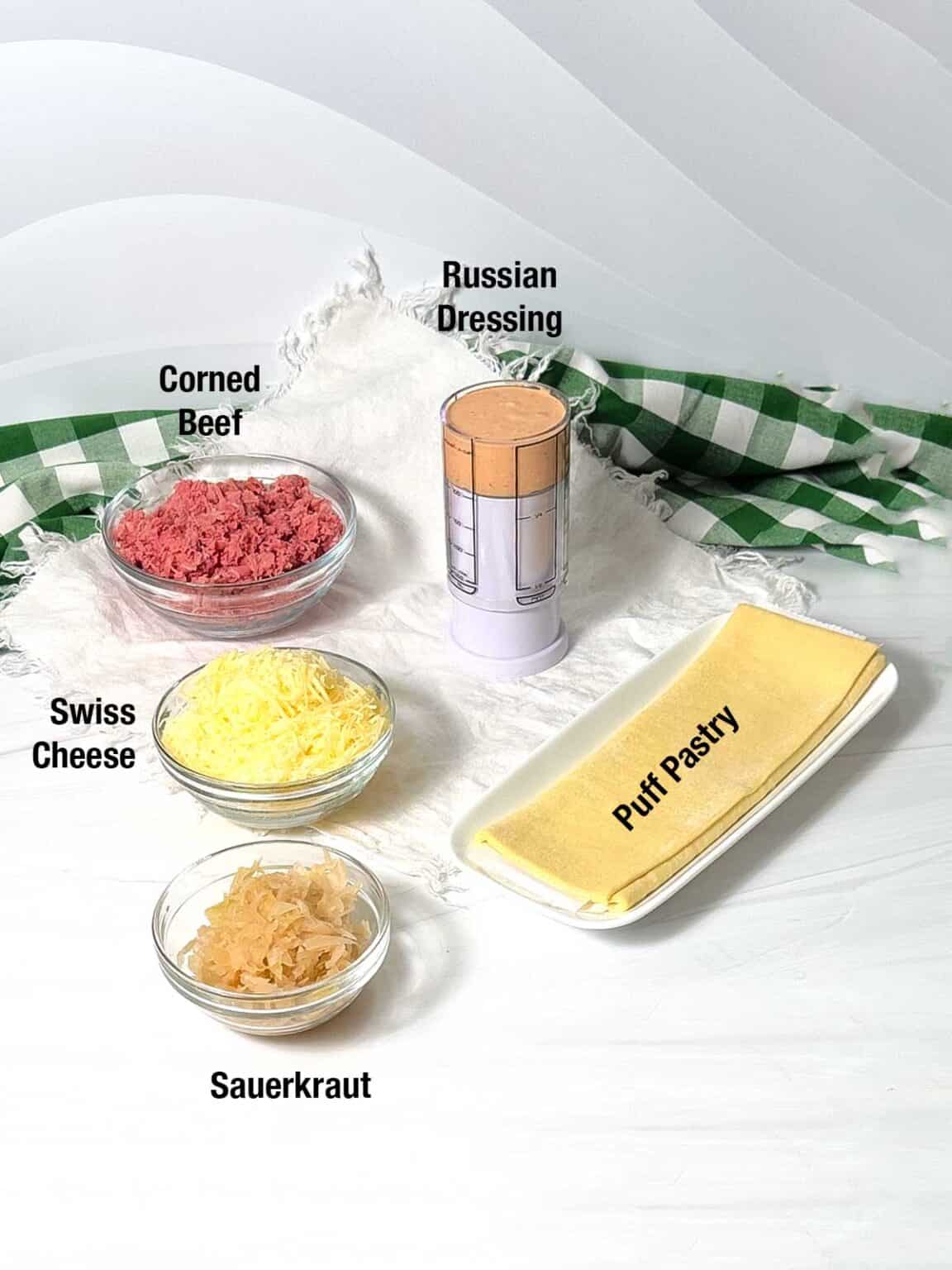 Reuben Pinwheels in Puff Pastry - Quick and Easy - Pudge Factor