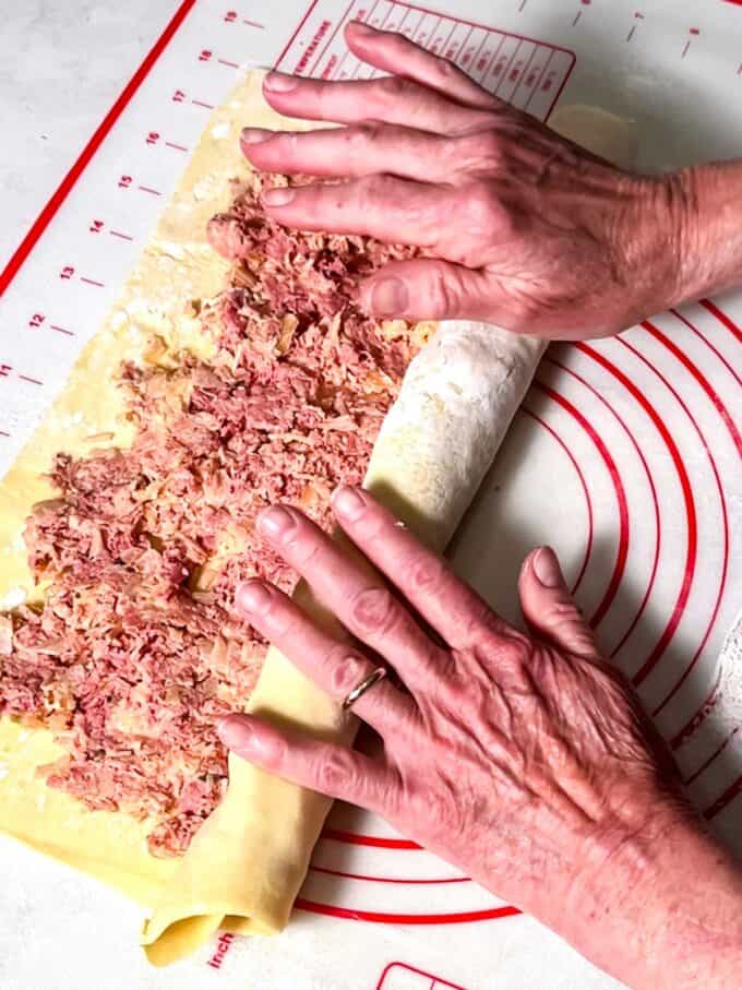 Reuben Pinwheels in Puff Pastry - Quick and Easy - Pudge Factor