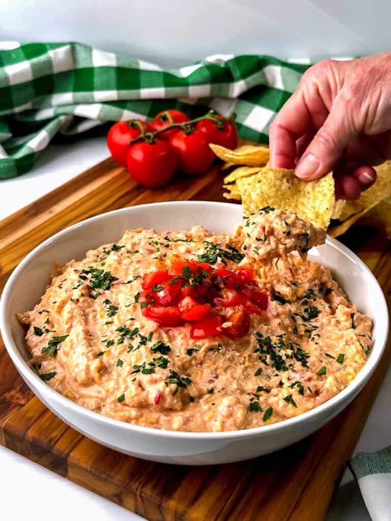 Easy TikTok-Inspired Cottage Cheese Fiesta Boat Dip - Pudge Factor