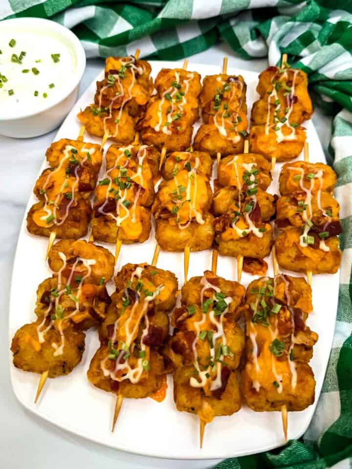 Loaded Tater Tot Skewers - Pudge Factor