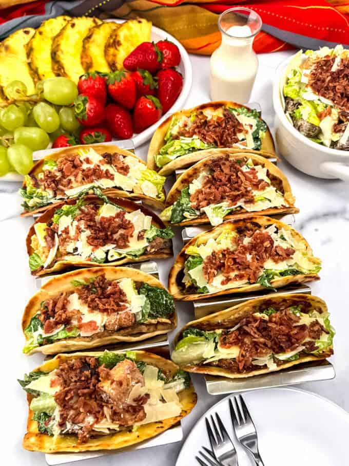 Easy Smashed Chicken Caesar Tacos - Pudge Factor