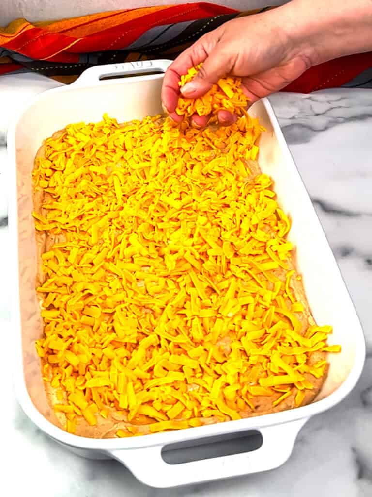 Quick & Easy Warm and Cheesy Bean Dip - Pudge Factor