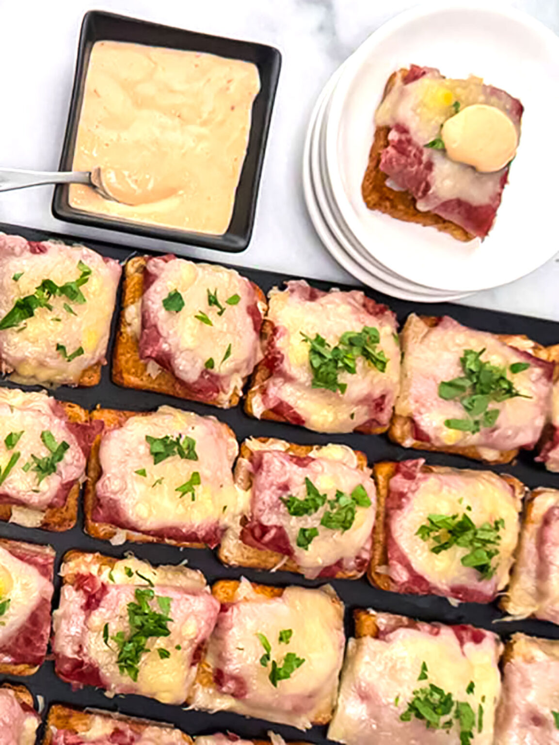 Easy Mini Open-Faced Reuben Sandwiches - Pudge Factor