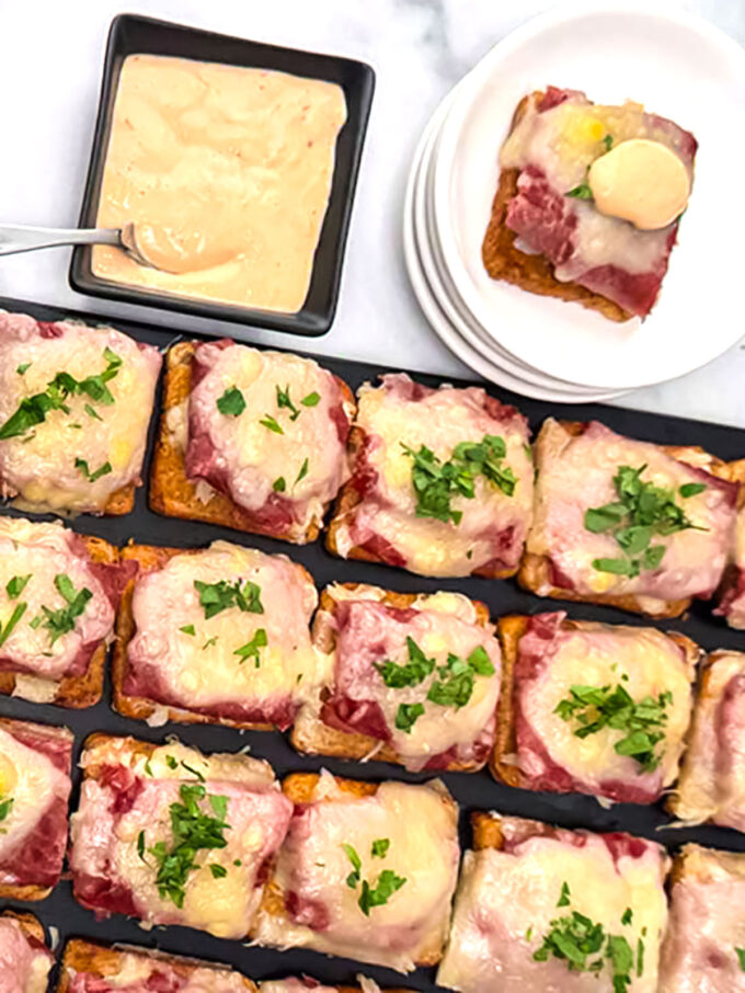 Easy Mini Open-Faced Reuben Sandwiches - Pudge Factor