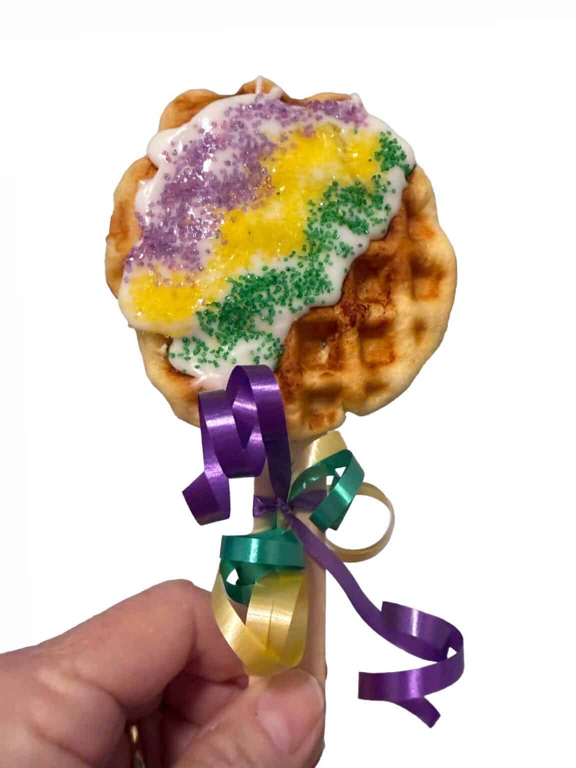 King Cake Waffle Pops - Pudge Factor