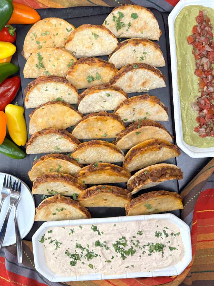 Mini Oven-Baked Crispy Beef & Bean Tacos - Pudge Factor