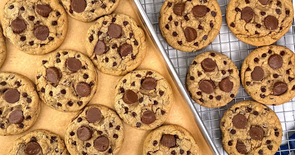 Thick and Chewy Peanut Butter Chocolate Chip Cookies - Pudge Factor